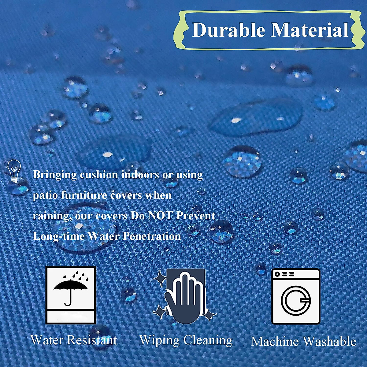 FLYMEI Outdoor Cushion Cover Replacement, Patio Cushion Slip Covers 22 X 22 X 4 inch, Patio Chair Cushion Covers Only, Water Resistant Patio Cushion Cover Navy Blue