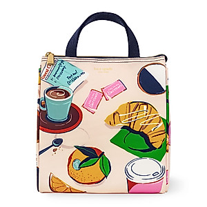 Kate Spade New York Cute Lunch Bag for Women, Large Capacity Lunch Tote, Adult Lunch Box with Silver Thermal Insulated Interior Lining and Storage Pocket, Rise and Shine