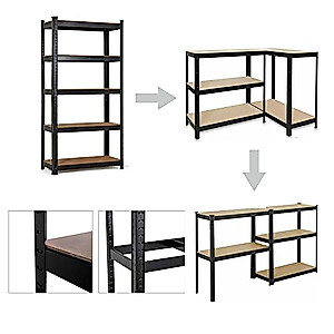 Jupitor Kitchen Storage 5-Tier Storage Shelves Garage Shelving Adjustable Metal Shelves for Storage, 175KG Per Shelf Garage Storage Utility Rack, Heavy Duty Shelves Organization Multipurpose Shelf