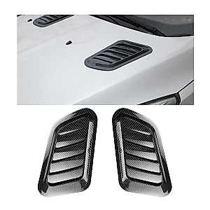 Blilo Car Hood Vents, 2PCS Universal Hood Air Vents for Car Hood Scoop, Bonnet Vent Hood Air Intake Trim Cover (Carbon Fiber)