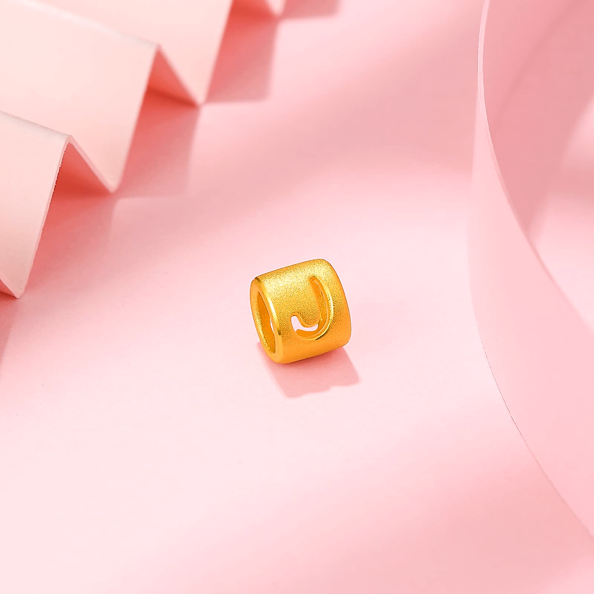 ZHOU LIU FU Solid Gold Charms Bracelets Letters Bracelet Beads 24k Gold Jewelry Charm for Necklaces Bracelets Pendants A B C D E F G H I J K L M N O P Q R S T U V W X Y Z Moon Star Crown Heart (J)