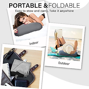 Prosixtoy Portable Wedge Pillow Inflatable Cushion - Body Positioners Lightweight Wedge Pillow for Sleeping, Leg Elevation, Use in Bed, Travel, Camping, Fast Inflating Deflation(Gray) (SE903-var)