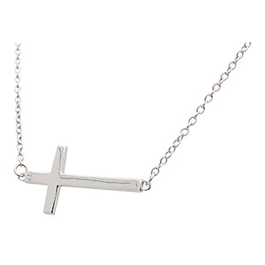 All Patron Saints Sideways Cross Necklace For Women - Solid Sterling Silver - Adjustable Length - Gift Set