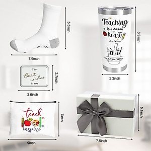 Teacher Appreciation Gifts,Best Teacher Gifts for Women,Teacher Retirement Graduation Gifts with 20 OZ Wine Tumbler,Unique Makeup Bag Gifts for Teachers,Thank You,Birthday,Christmas Gifts