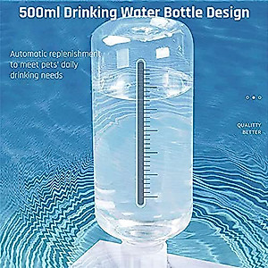 Cat Dog Water and Food Bowls, Tilted Raised Water Bottle and Food Bowl Set, Automatic Feeder Pet Food Bowl with Water Dispenser, Pet Bowl Sets, Pink for Kitten and Puppy, 11.81 x 6.5 x 11.02 inches