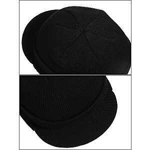 SATINIOR Men's Knit Cap with Brim Beanie Hat Warm Thick Hat for Outdoor (Black, Dark Gray, 2)