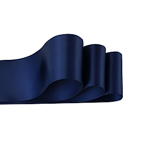 DINDOSAL Navy Ribbon 3 Inch Double Faced Satin Ribbon Thick Navy Blue Ribbon for Wedding Decor, Chair Sash, Gift Wrapping, Party Favor, Flower Arrangement, Craft Supplies, Bows - 10Yards