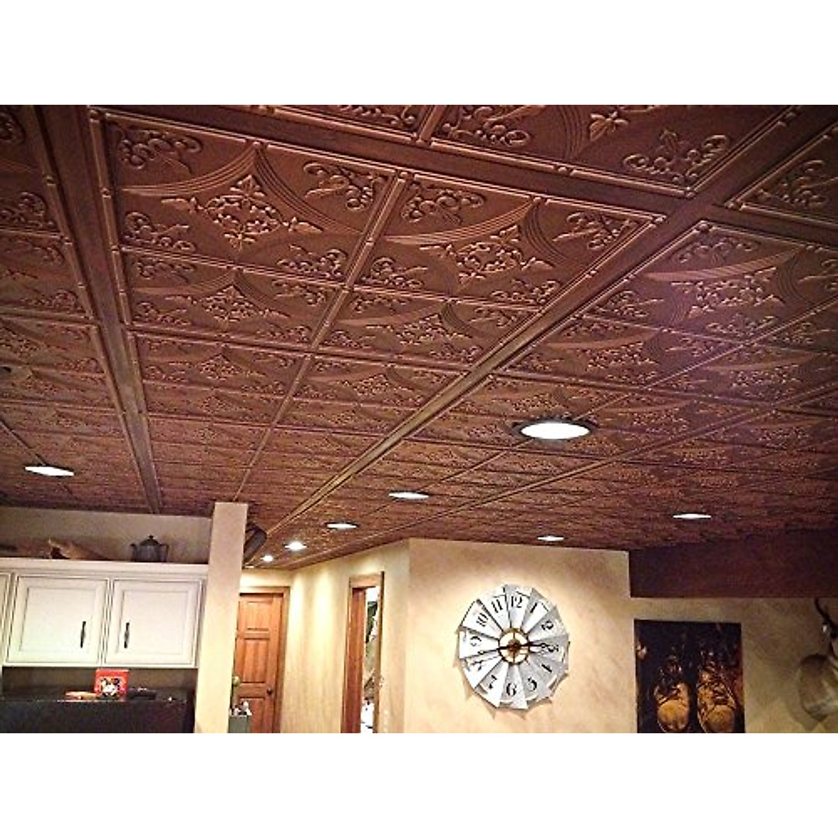 uDecor Cathedral Ceiling Tile Antique Bronze 2x2 Box of 10 - Drop-in or Glue Up