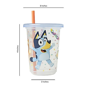 The First Years Bluey Take & Toss Toddler Straw Cups - Spill Proof Toddler Sippy Cups with Snap On Lids and Straws - Bluey Gifts and Bluey Party Supplies - 10 Oz - 10 Count