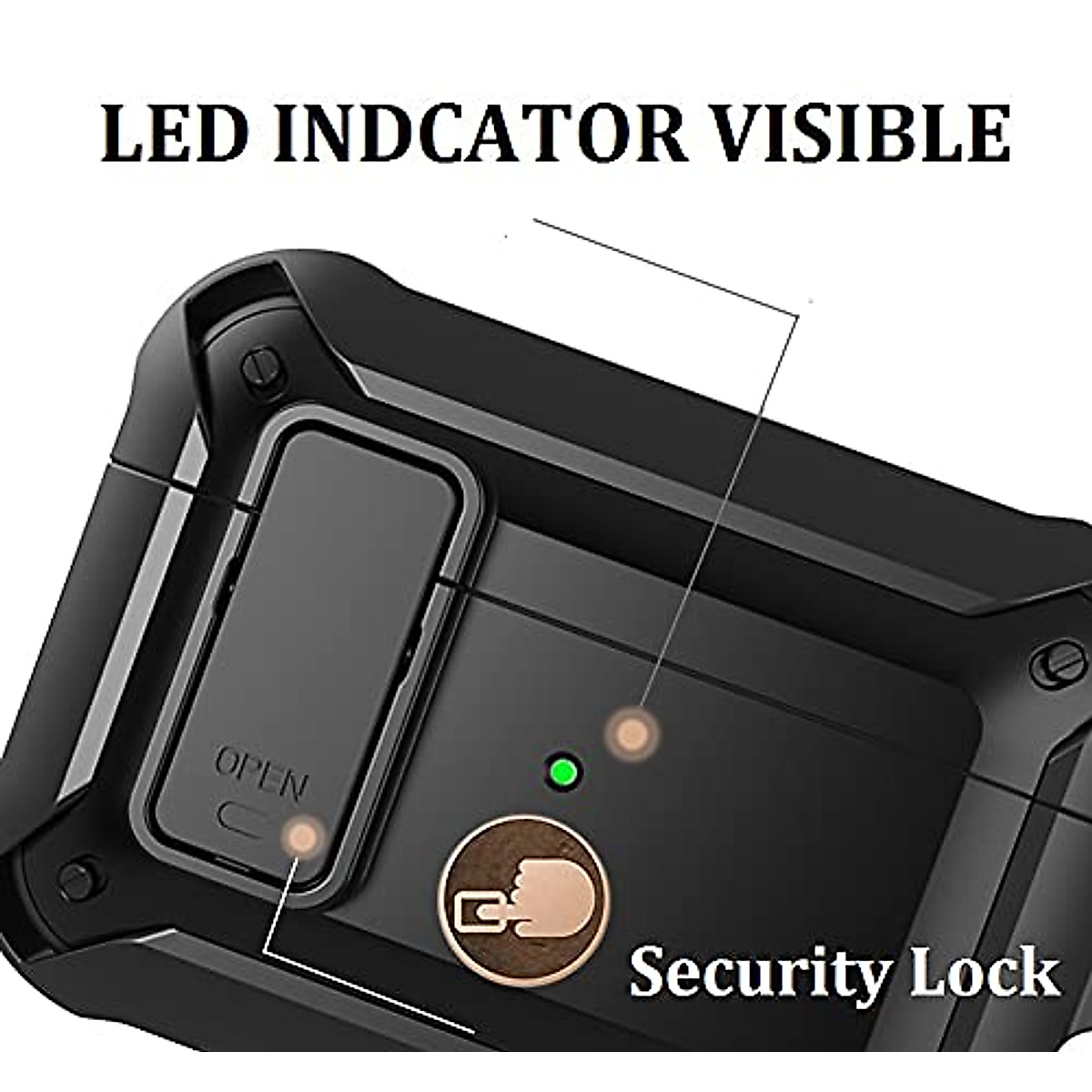 Airpods Pro Case Cover, [Secure Lock] Olytop Armor Case for Apple Airpod Pros Rugged Cool Protective Case Cover for Men Full-Body Shockproof Case Skin with Carabiner - Black