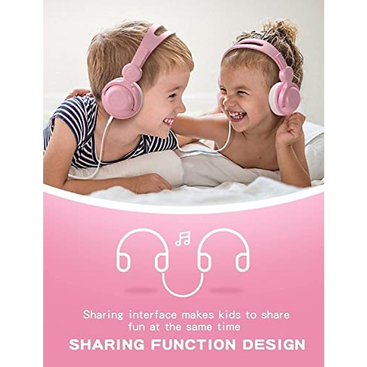 Kids Headphones, Wired On-Ear Child Headset with Mic, HD Sound Sharing Function and 85dB Volume Limited Hearing Protection for Phone Tablet PC
