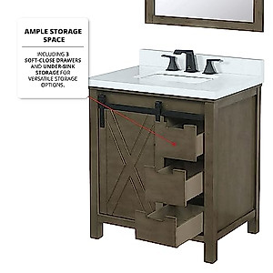 Bell+Modern Ketchum 30 inch Rustic Brown Bath Vanity and Cultured Marble Countertop