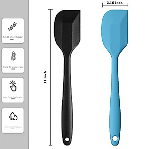 7 Pieces Silicone Spatulas, 11 Inches Non-stick Heat-Resistant Rubber Spatulas with Stainless Steel Core