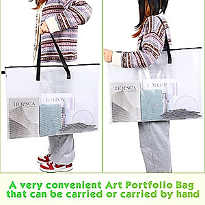 5 Pcs Art Portfolio Bag 19 x 25 Inches Posters Organizer with Zipper and Handle Art Supply Bag and 5 Pcs A4 Pencil Bags 9 x 13 Inches Art Supplies Storage Bag for Large Posters Artwork Bulletin Board