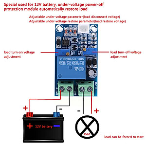 12V Battery Charging Controller Protection Board Module Undervoltage Low Voltage Cut Off Automatic Switch Recovery Protection Controller Module with A LED Indicator