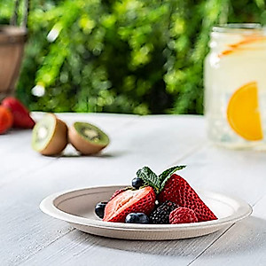 Comfy Package [7 Inch - 125 Pack Paper Plates, 100% Compostable Plates Heavy-Duty - Kraft Biodegradable Plates, Disposable Sugarcane Paper Plates - Brown Unbleached