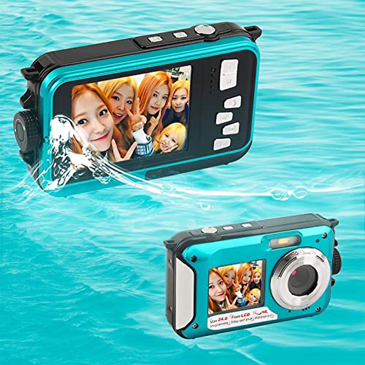 BATIVE Digital Camera,2.7K Dual Screen Waterproof HD Video Camera,1080P HD Camera,1.8-inch Front Screen, 2.7-inch Rear Screen and 16X Digital Zoom,for Beginners, Teens, Childs