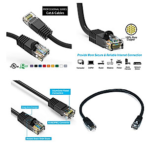 iMBAPrice UL Listed Cat 6 0.5 feet(6 inch) RJ45 Cat6 Ethernet Patch Cable Multi Color (Red, Blue, Black, White, Yellow)- 5 Pack Internet Cable for PC, Router, Modem, PS4/5, Xbox, Gaming