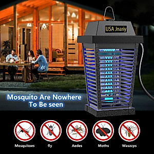 USA Jnariy Bug Zapper Outdoor, Fly Zappers Indoor Electric, Mosquito Zapper, Fly Insect Killer, Mosquito Killer, Mosquito Killer, 3 Prong Plug with 5ft Power Cord Trap Lantern