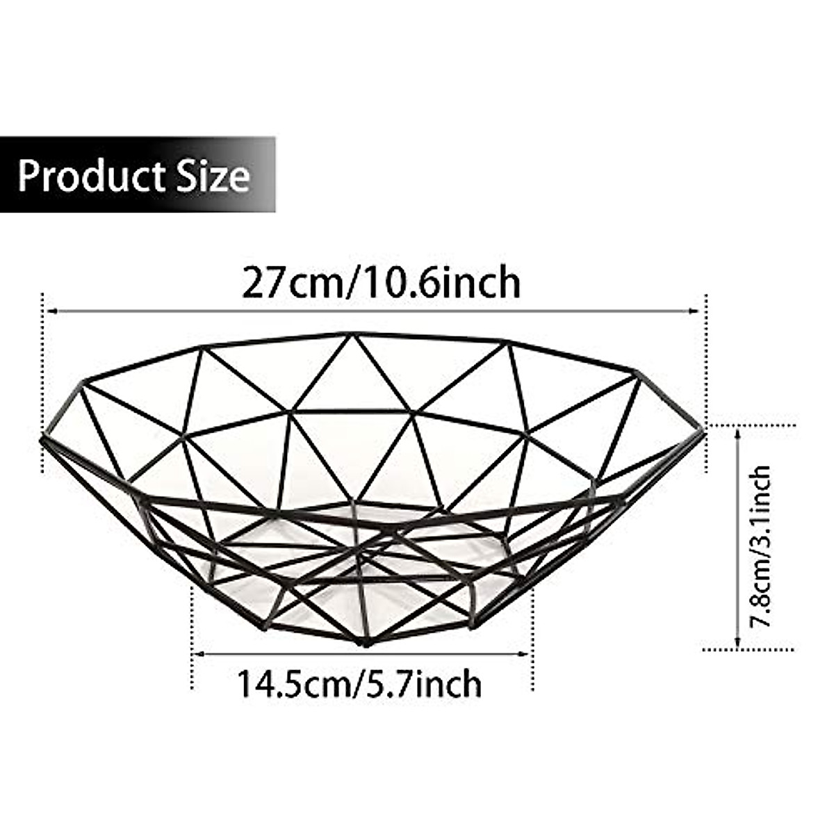 TEETOOKEA Metal Wire Fruit Bowl, Iron Arts Fruit Storage Baskets for Kitchen Counter, Countertop, Home Decor, Table Centerpiece Decorative hold Vegetables, Bread, Snacks, Potpourris