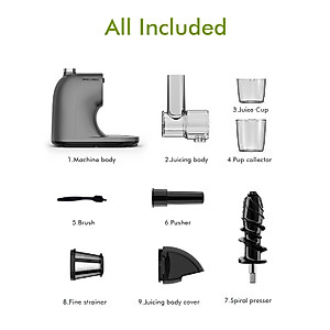 Efficient Masticating Juicer, Easy-to-Clean Cold Press Machine with Reverse Function, High Yield, BPA-free, Enjoy Fast Juice Experience for Nutrient-Rich Fruits & Veggies, Green