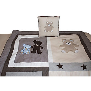 BabyFad Teddy Bear 100% Cotton Nursery 9 Piece Baby Crib Bedding Set