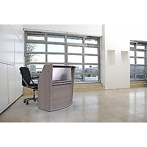 Linea Italia Curved Office Clear, Easy to Assembly Single Unit Reception Desk Counter for Lobby, Salon, 1 Panel, Ash