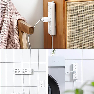 GEOBY Adhesive Punch-Free Socket Holder, Self Adhesive Power Strip Holder, Self-Adhesive Desktop Socket Fixer, Adhesive Socket Holder Slide, Power Socket Holder (Mix)