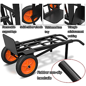 Generic Portable Hand Trucks Foldable Trolley, Folding Cart with Wheels, Luggage Cart Platform Trucks, Load Capacity 650Kg/1430lb