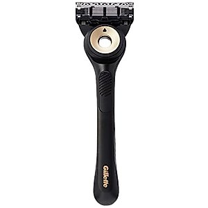 Gillette Labs Men's Razor + 1 Razor Blade Refill, with Exfoliating Bar, Includes Premium Magnetic Stand, Black & Gold Edition