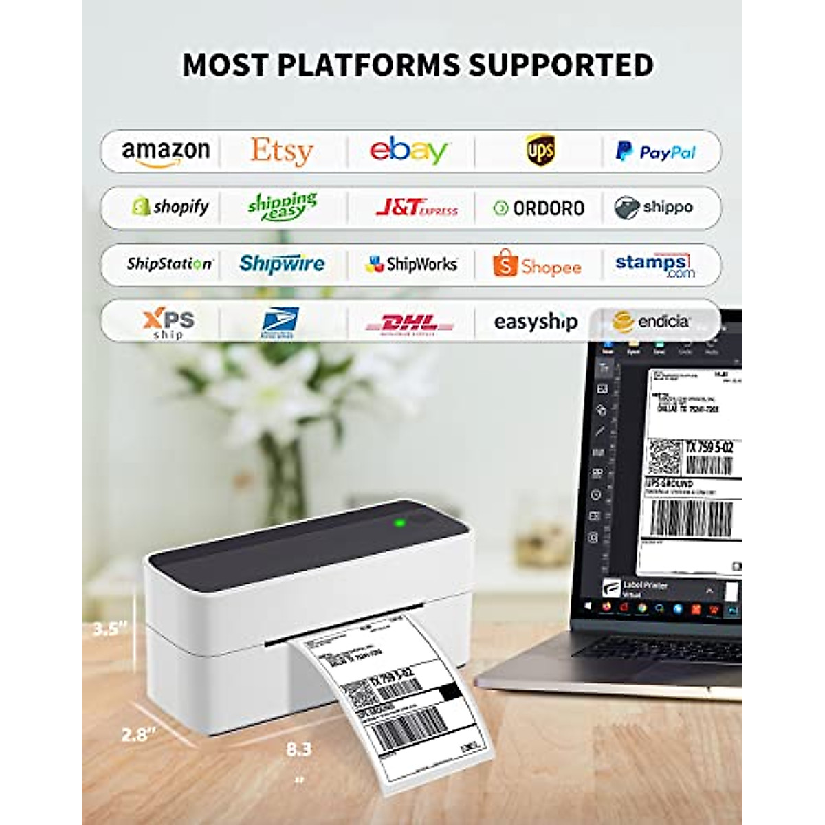 Bluetooth Label Printer with Thermal Round Pink Label - 2", 750 Sheets，1 Roll
