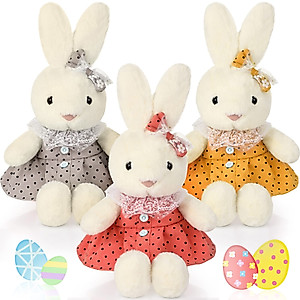 3 Pack Easter Plush Bunny Adorable Rabbit Stuffed Animals 16 Inch Doll Bunny Plush Easter Girls Gifts Room Decorations Birthday Gifts(Cute Style)