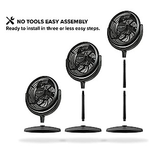 Air Monster 12 Inch Power Stand Fan and Floor Fan, Room Fan, Turbo fan, Air Circulator Fan, 3 Speed Settings, High Velocity, Adjustable Tilt, Black