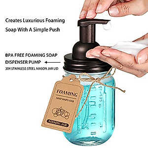 Mason Jar Bathroom Accessories Set(4pcs)- Jars Not Included - Foaming Soap Dispenser,Toothbrush Holder, and Apothecary Storage Jars Lids -Rustic Farmhouse Decor,Brown