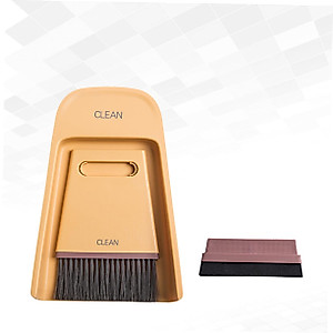 Healeved 1 Set Cage Cleaner Desktop Cleaner Dustpan Mini Hand Whisk Broom Soft Bristle Broom Mini Broom Cleaning Brushes Keyboard Cleaner Brush Desk Cleaning Dustpan Cleaning Tools Yellow