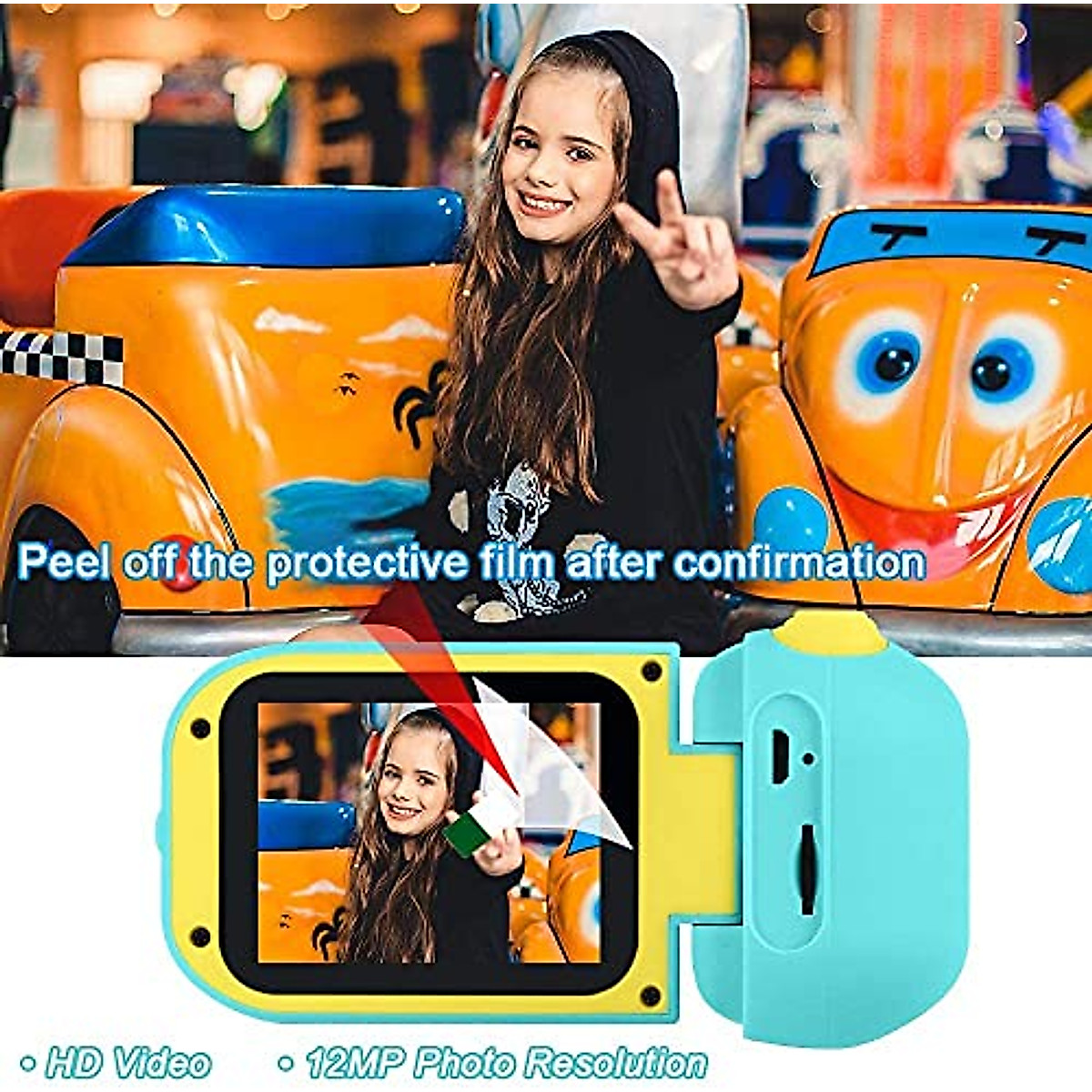 GKTZ Kids Video Camera Digital Camera Camcorder Birthday Gifts for Boys and Girls Age 3 4 5 6 7 8 9, HD Children Video Recorder Toy for Toddler with 32GB SD Card - Blue
