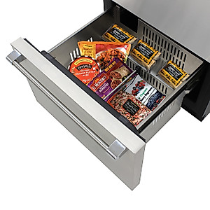 Brama Undercounter Drawer Refrigerator Freezer Built-In or Freestanding Indoor or Outdoor Use, Stainless Steel 4.9 Cu.Ft. Beverage Fridge, 24-Inch, Metallic