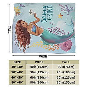 Mermaid Movie Throw Blanket for Kids & Adults, All Seasons Flannel Fleece Blanket Soft Plush Blankets for Couch Sofa Bed Camping Travel 40"x30"
