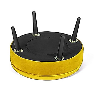 Homebeez 23" Round Velvet Footrest Stool, Upholstered Ottoman Coffee Table, Button Tufted Padded Foot Stools with Solid Wood Legs, Glassy Yellow