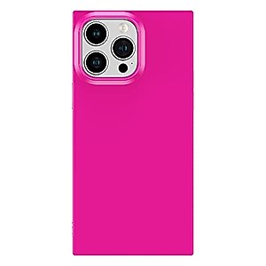 COCOMII Square Case Compatible with iPhone 13 Pro - Slim, Glossy, Solid Color, Electrifying Neons, Easy to Hold, Anti-Scratch, Shockproof (Neon Pink)