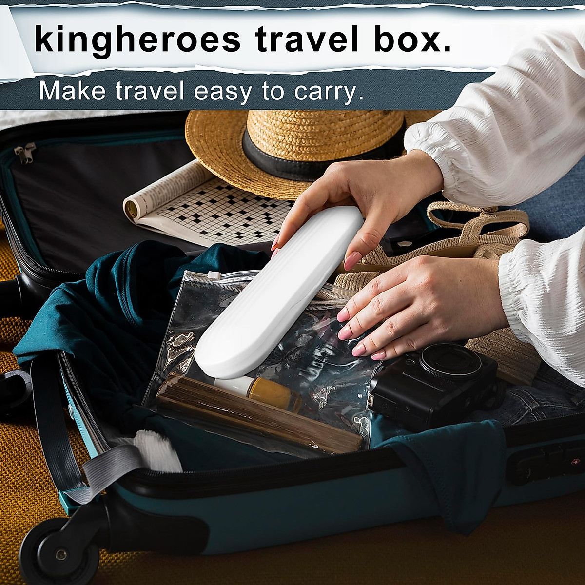 kingheroes Electric Toothbrush Set, Comes with 8 Brush Heads & Travel Case,4 Modes with 2 Minutes Built in Smart Timer, One Charge for 60 Days, 42000 VPM Motor (White)