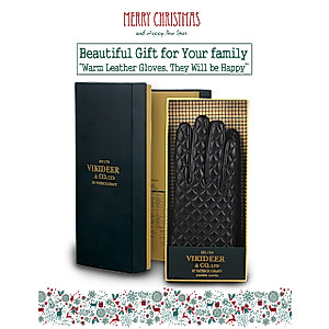 VIKIDEER Winter Warm Cashmere Lining Rabbit Fur Cuffs Leather Gloves for Women Touchscreen Black Large