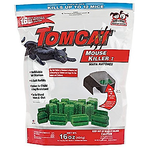 Tomcat Mouse Killer I Tier 1 Refillable Mouse Bait Station, 1 Station with 16 Baits (Bag)