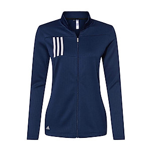 Adidas - Women's 3-Stripes Double Knit Full-Zip - A483 - L - Team Navy Blue/ Grey Two