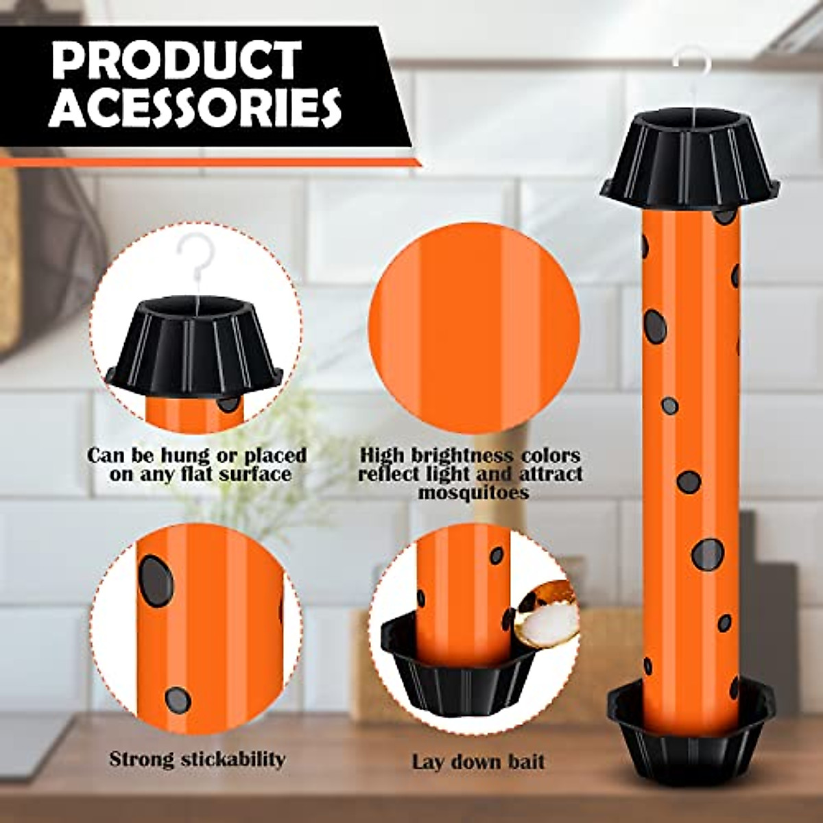 Qualirey 12 Pcs Sticky Fly Trap Fly Stick Indoor Outdoor Long Lasting Adhesive Fly Catcher with Hanging Hook for Wasps Gnats Bugs Insects Moths Fruit Flies Mosquitoes Spiders Fleas