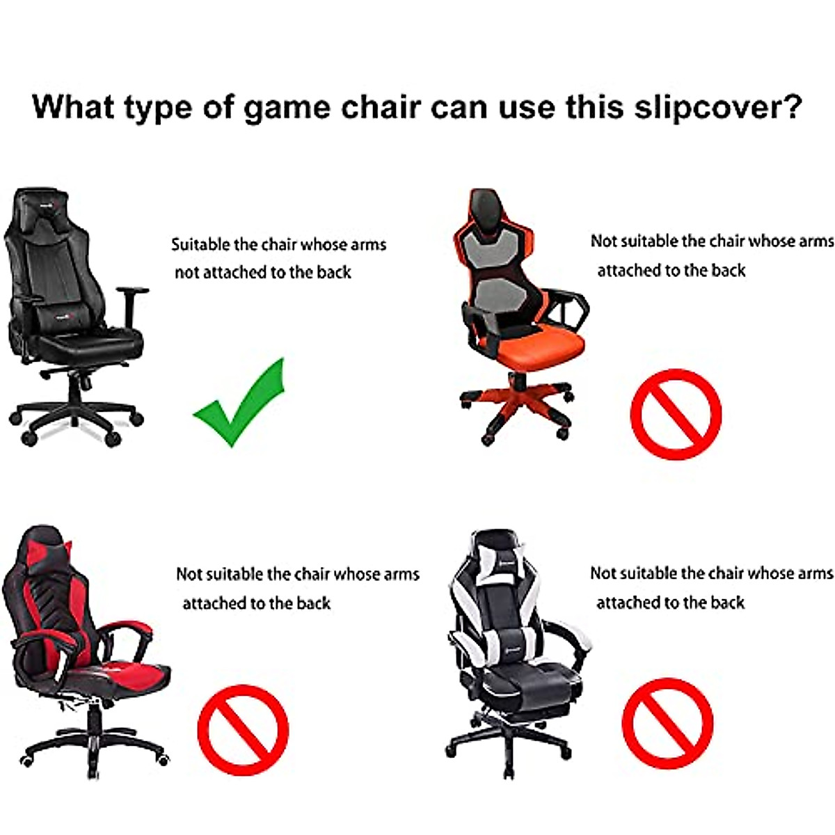 WOMACO Gaming Chair Slipcover Stretch Seat Chair Cover for Leather Computer Reclining Racing Ruffled Gamer Chair Protector (Black, One-Size)