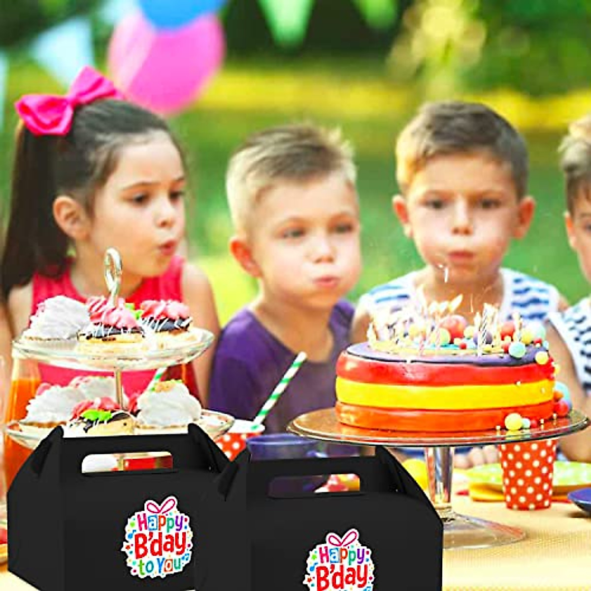 Lainrrew 30 Pcs Gable Candy Treat Boxes, Small Goodie Boxes Christmas Party Favor Boxes Kraft Paper Gift Box for Christmas Party Decorations Birthday Party Favors (Black)