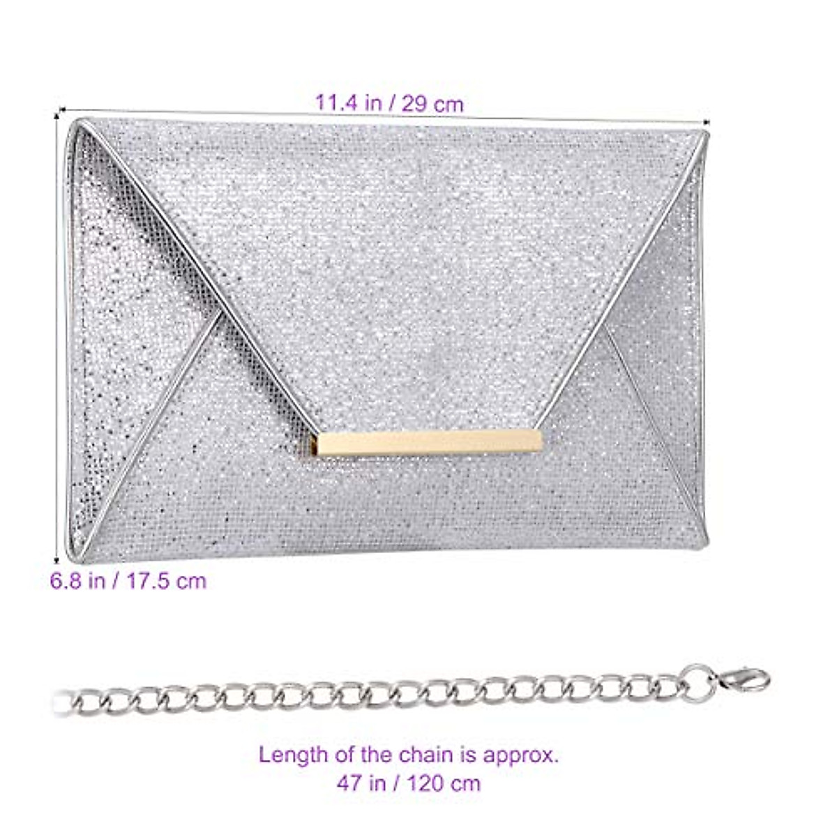 TENDYCOCO Women Evening Clutch Bag Silver Rhinestone Purse Glitter Prom Clutch Purse for Women Ladies