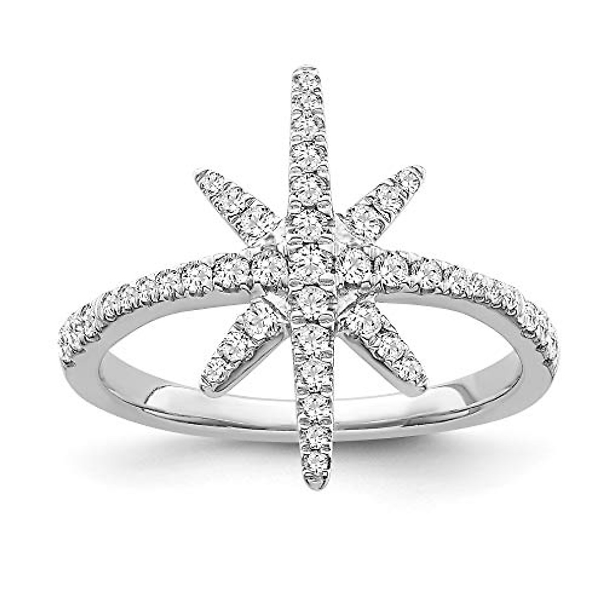 ARAIYA FINE JEWELRY 10K White Gold Diamond North Star Band Ring (3/8 cttw, I-J Color, I2-I3 Clarity), Size 7.5