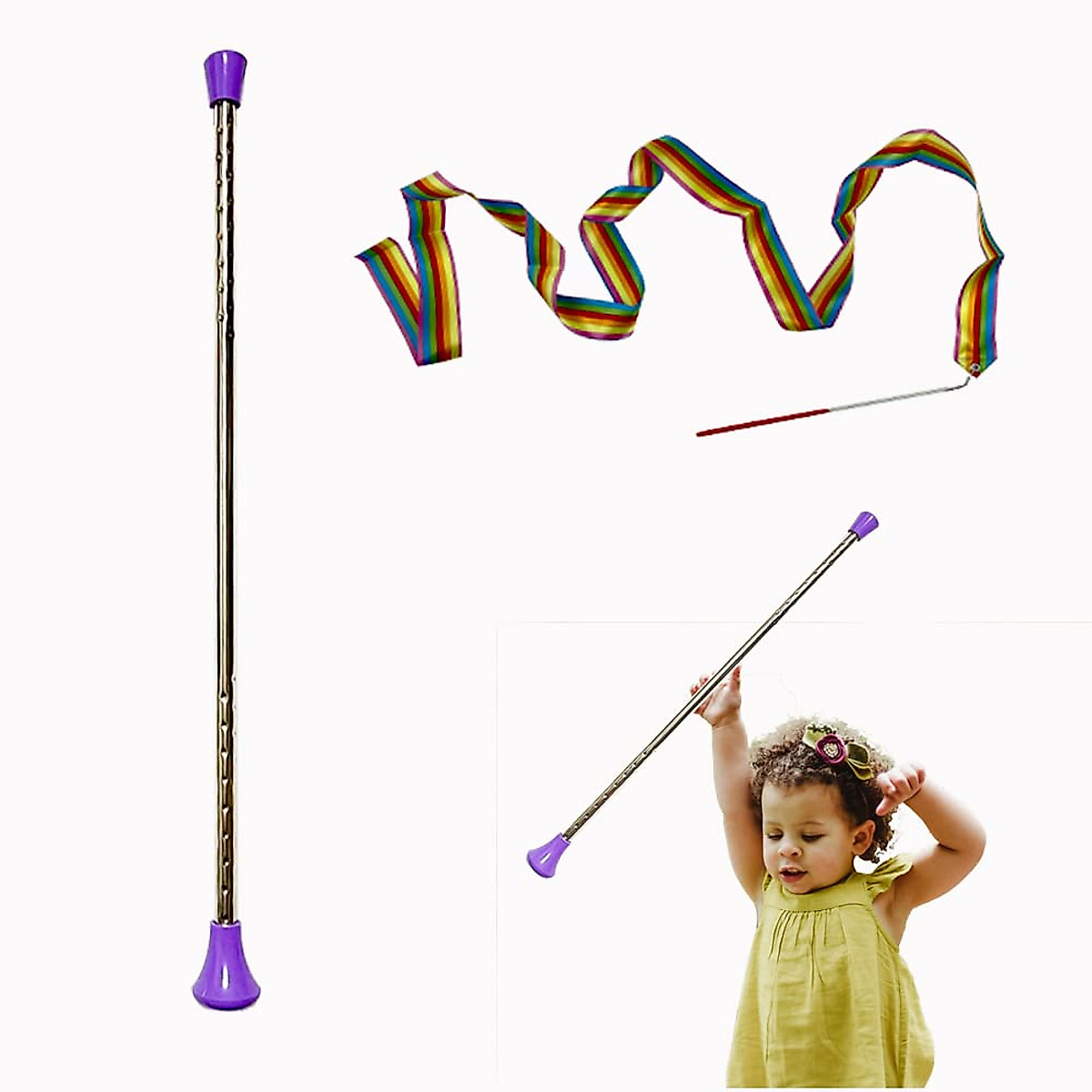 Oiloda Twirling Baton 21 Inches Marching Baton Spinning Dance Baton Metal Gymnastics Parade Stick for Child in Majorette (Purple)